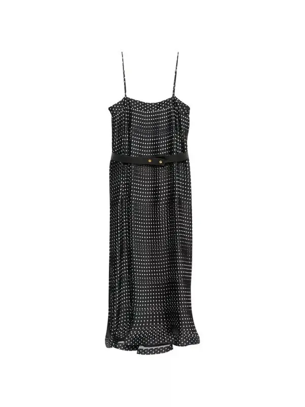 SIMONA CORSELLINI Polka-dot Pleated Midi Dress - Black