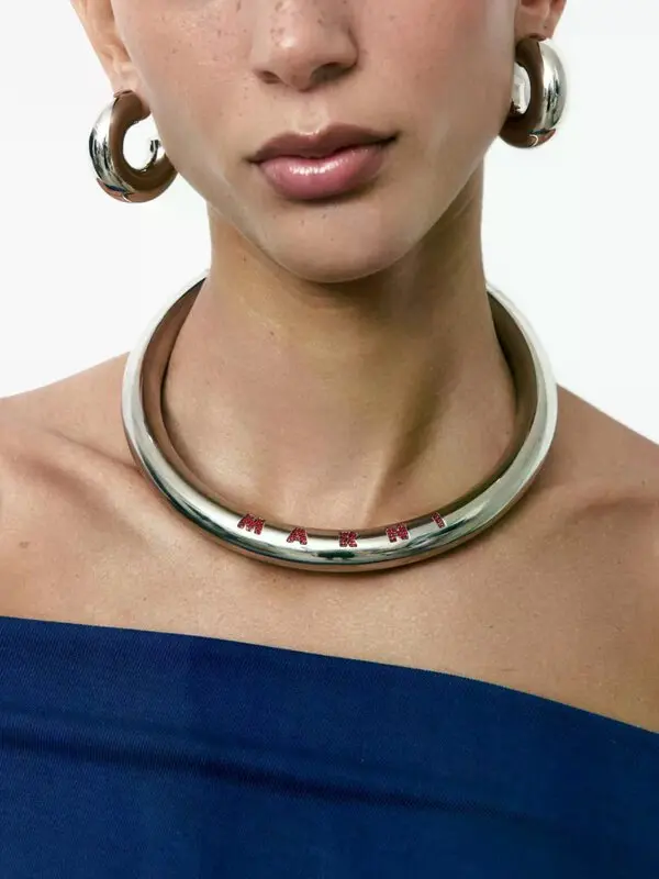 Marni Logo Detail Choker Necklace
