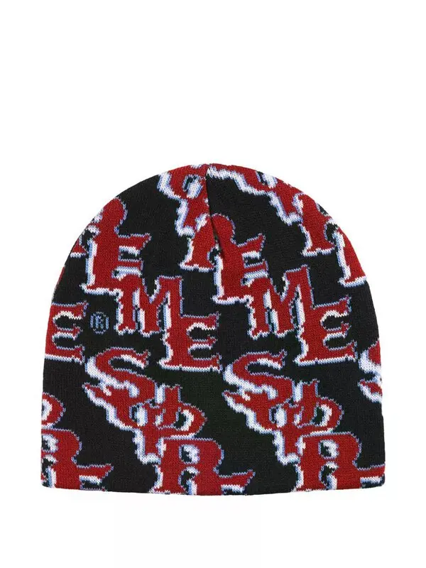Supreme Slanted Gothic Outline Beanie Hat - Black