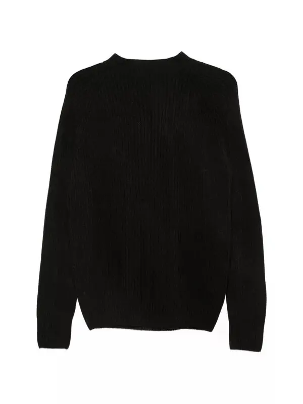 D.exterior Ribbed Knit Metallic Panel Sweater