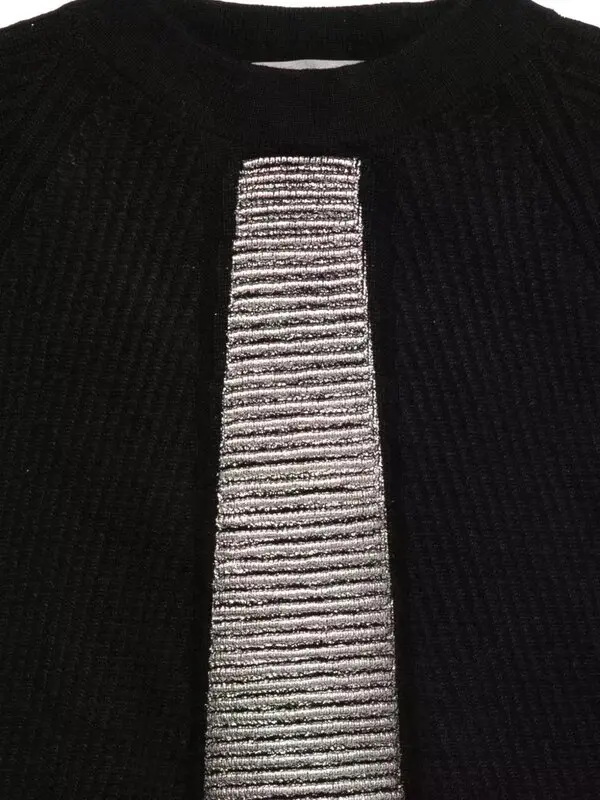 D.exterior Ribbed Knit Metallic Panel Sweater