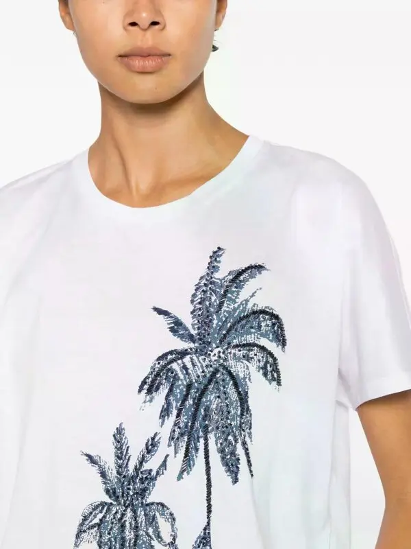 Max Mara Palm Tree Sequin Embellished T-shirt