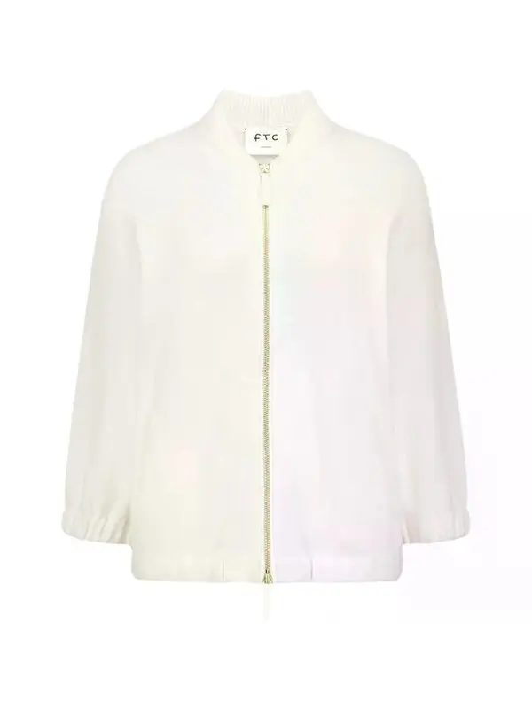 FTC Zip-up Ribbed-trim Bomber Jacket - White