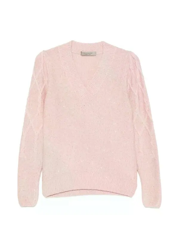D.exterior Sequin-embellished Cable-knit Sweater