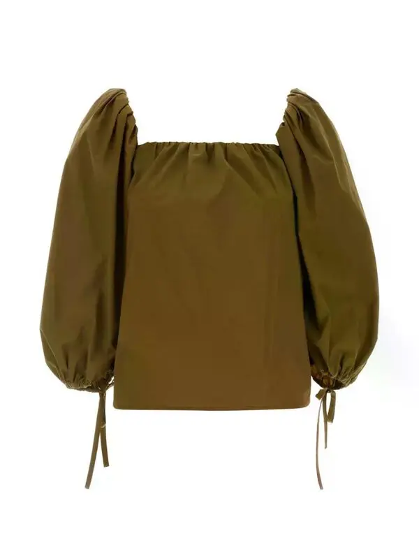 Saint Laurent Puff-sleeve Square-neck Blouse - Green