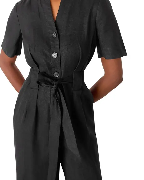 Whistles Petite Fiona Linen Button Front Jumpsuit