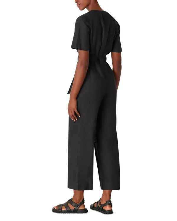Whistles Petite Fiona Linen Button Front Jumpsuit