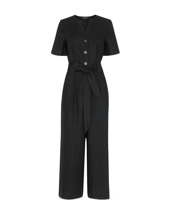 Whistles Petite Fiona Linen Button Front Jumpsuit