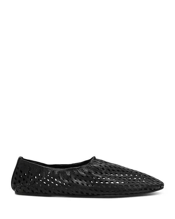 Whistles Laser Cut Leather Ballet Pumps - Black