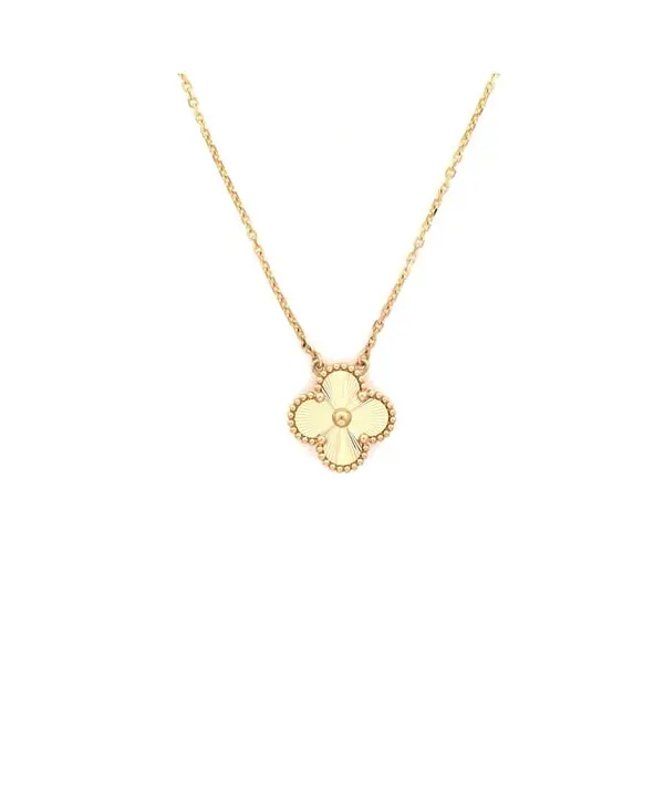VAN CLEEF & ARPELS Vintage Alhambra Pendant Necklace Guilloche 18k 16.25 - Gold