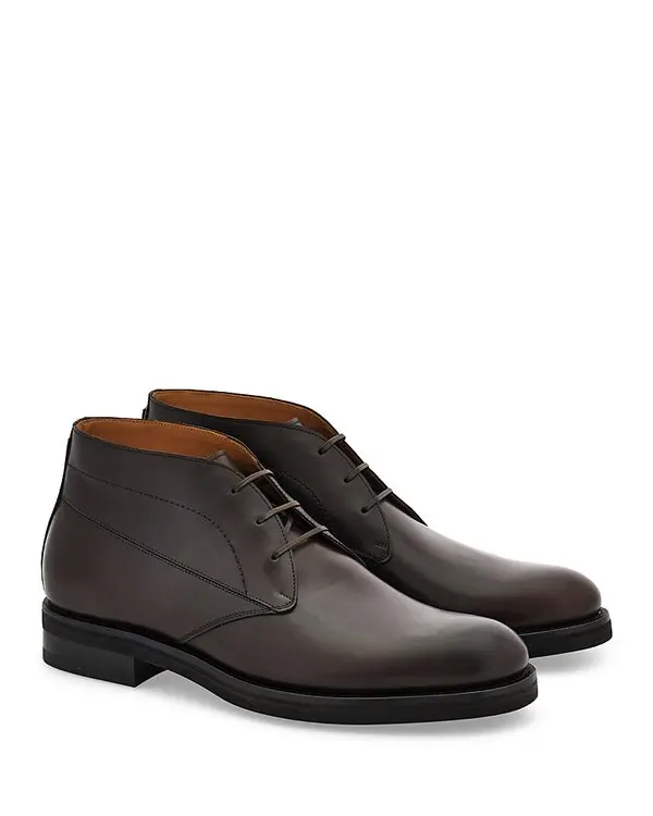 FERRAGAMO Leather Lace-up Ankle Boots - T.moro