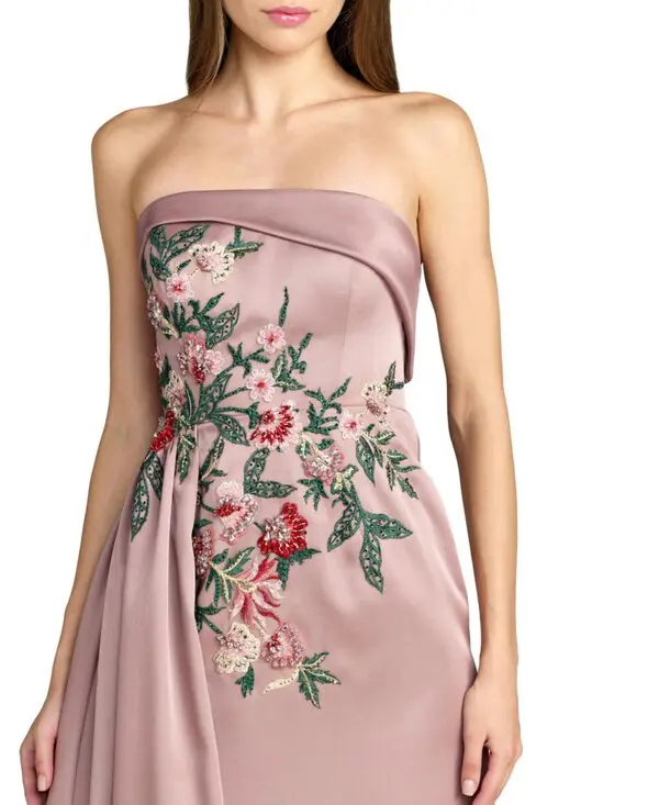 Mac Duggal Strapless Embellished Floral Gown