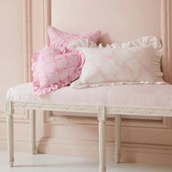LoveShackFancy Sweetheart Ruffle Heart Pillow - Raspberry Rose