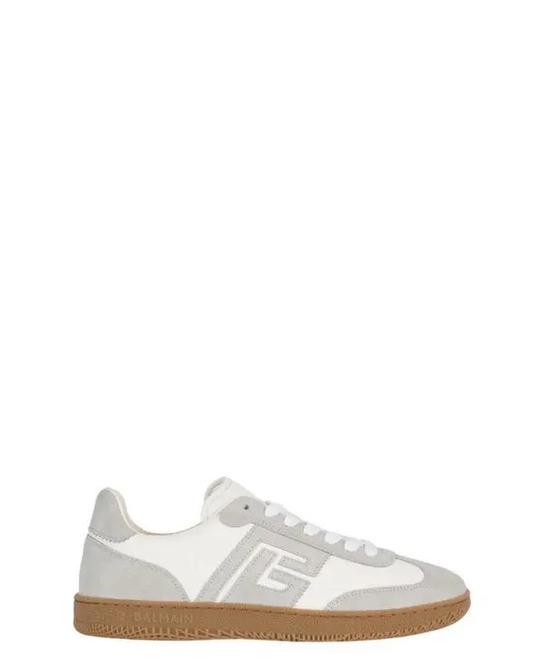 Balmain Swan Trainers In Smooth Leather And Suede - Grey