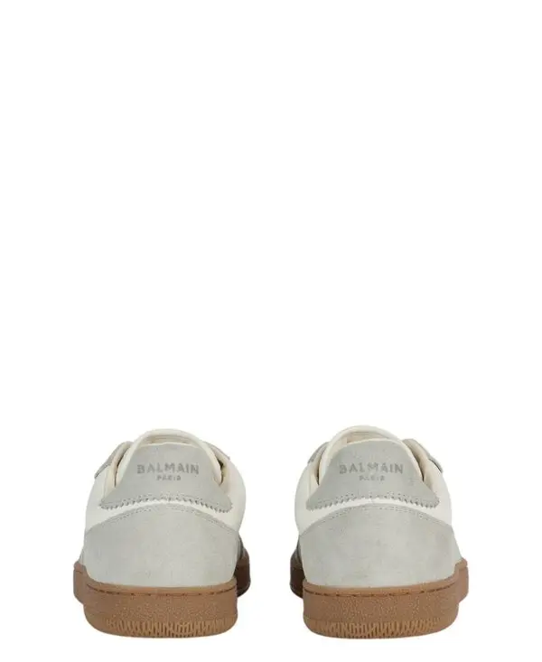 Balmain Swan Trainers In Smooth Leather And Suede - Grey