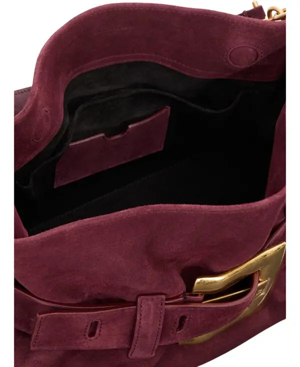 Balmain Medium Anthem Suede Leather Bag - Red