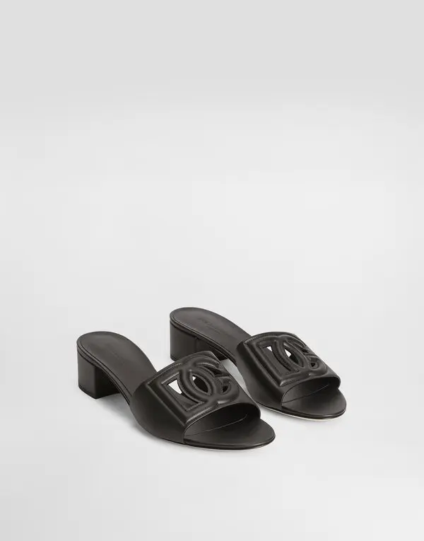 Dolce & Gabbana Calfskin Sliders With Dg Logo