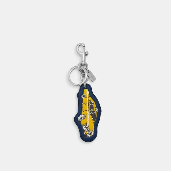 COACH Taxi Bag Charm - Silver/deep Blue Multi