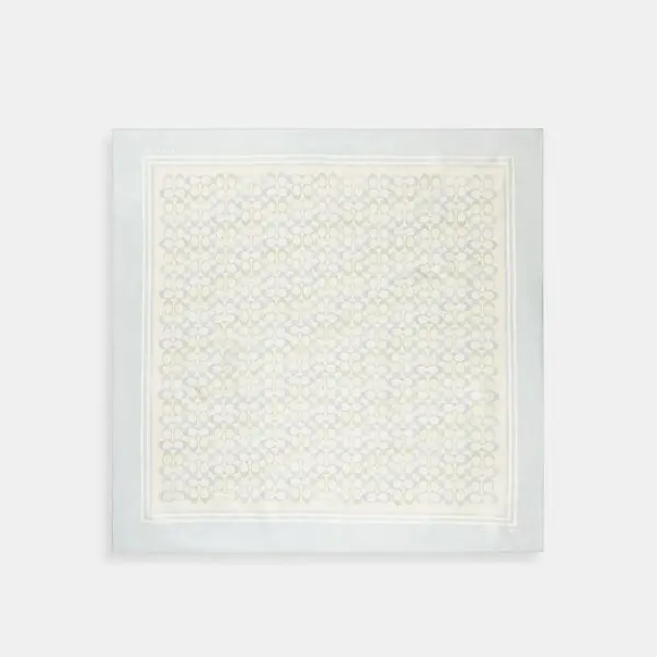 COACH Signature Silk Square Scarf - Chalk/blue
