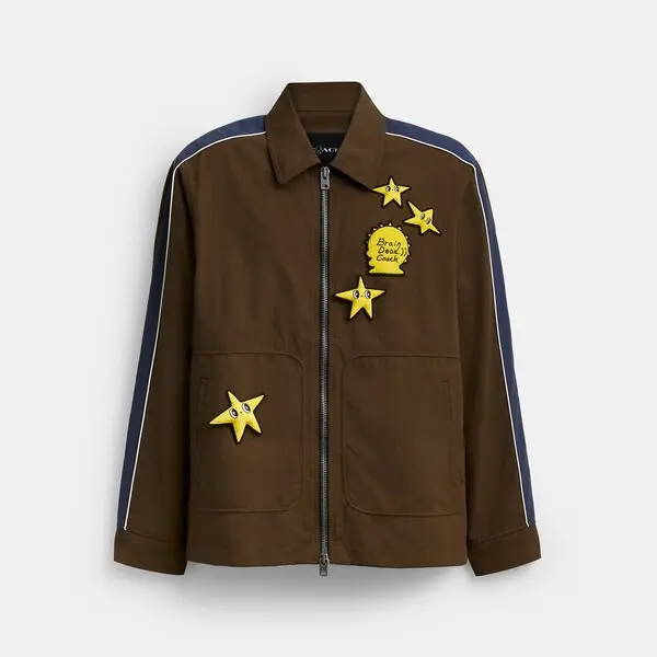 COACH Brain Dead Nylon Racer Jacket In Recycled Polyamide - Brown