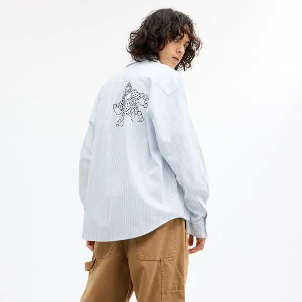COACH X Brain Dead Striped Embroidered Cotton Shirt