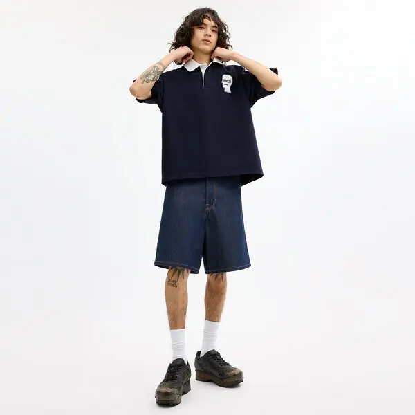COACH X Brain Dead Rugby Polo Shirt With Graphic Applique