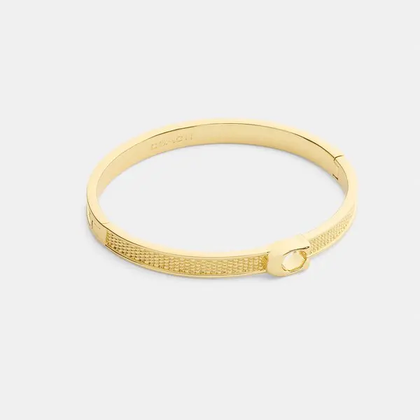 COACH Textured Signature Hinged Bangle - Gold