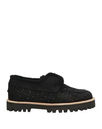 LE SILLA Suede Loafers With Crystal Embellishments - Black