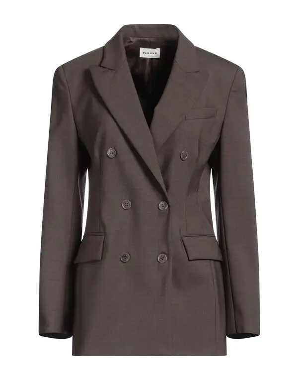 P.a.r.o.s.h Chocolate Virgin Wool And Elastane Double-breasted Blazer - Brown