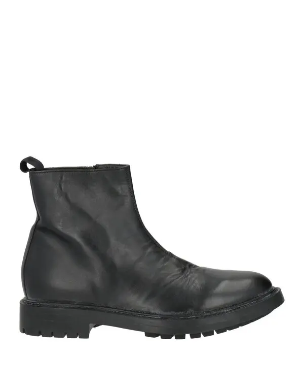 Moma Dark Leather Ankle Boots - Black