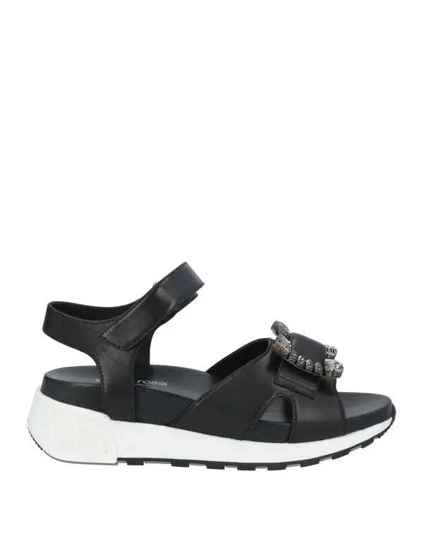 SERGIO ROSSI Embellished Leather Wedge Sandals