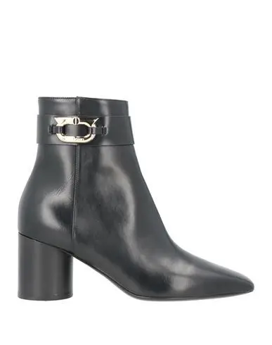 FERRAGAMO Lambskin Ankle Boots With Geometric Heel - Black