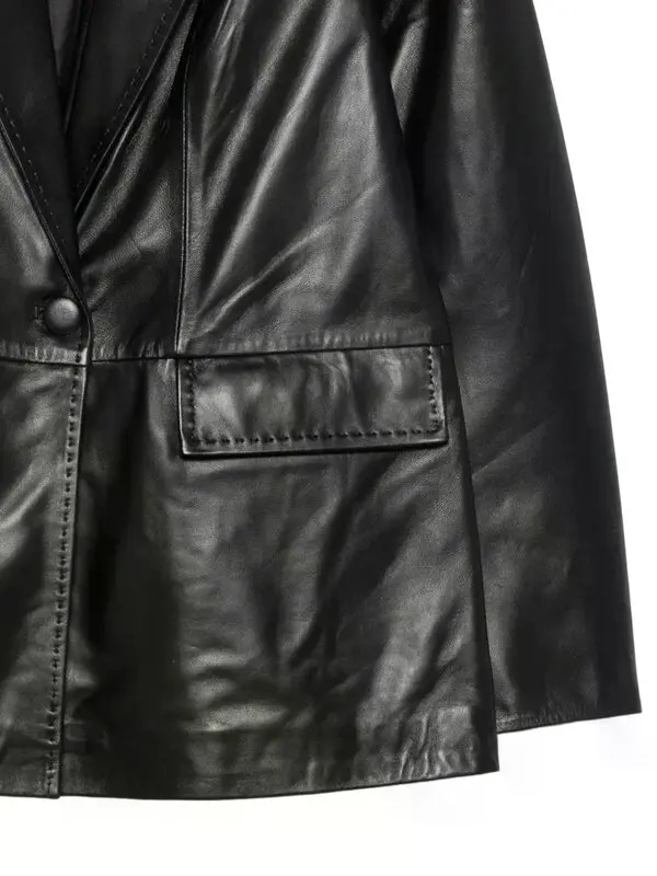ADRIANNA FERETTI Adrianna Ferretti Notched Lapel Leather Jacket