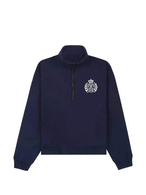 SPORTY & RICH Logo-print Quarter-zip Sweater