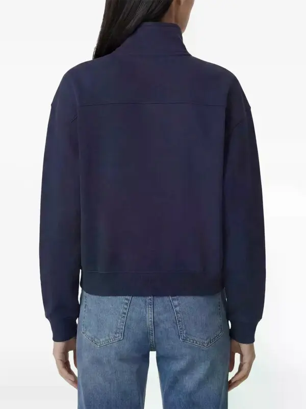 SPORTY & RICH Logo-print Quarter-zip Sweater