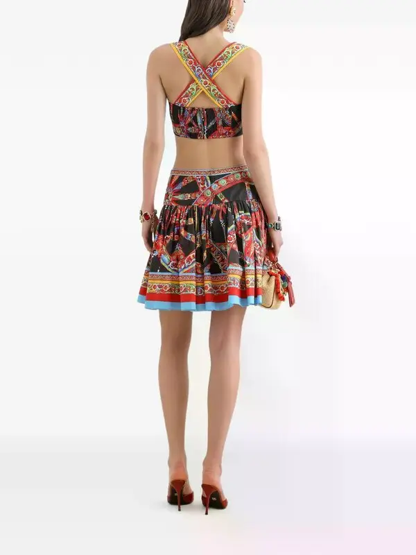 Dolce & Gabbana Carretto Print Poplin Mini Skirt - Black