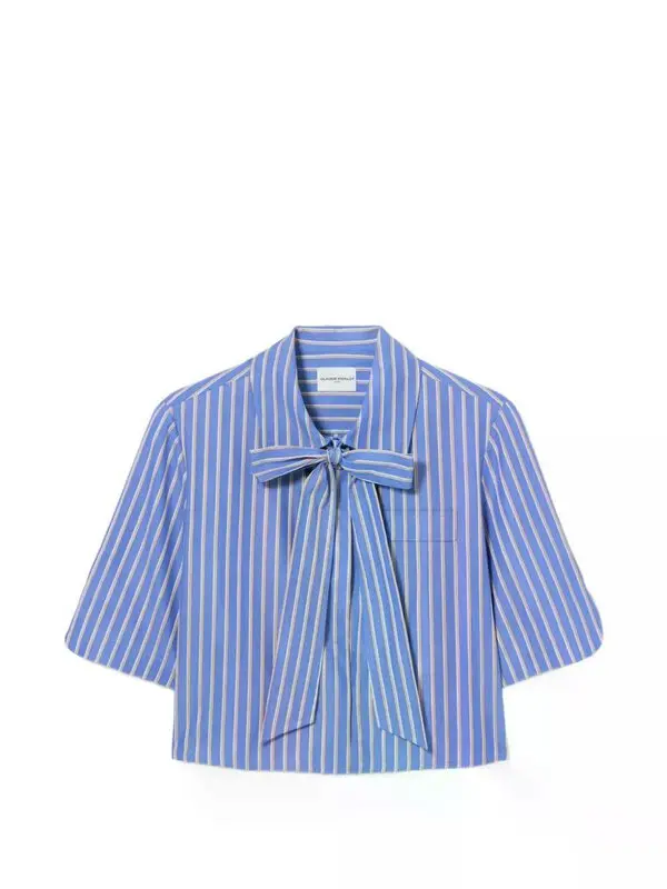 Claudie Pierlot Striped Tie-neck Shirt - Blue