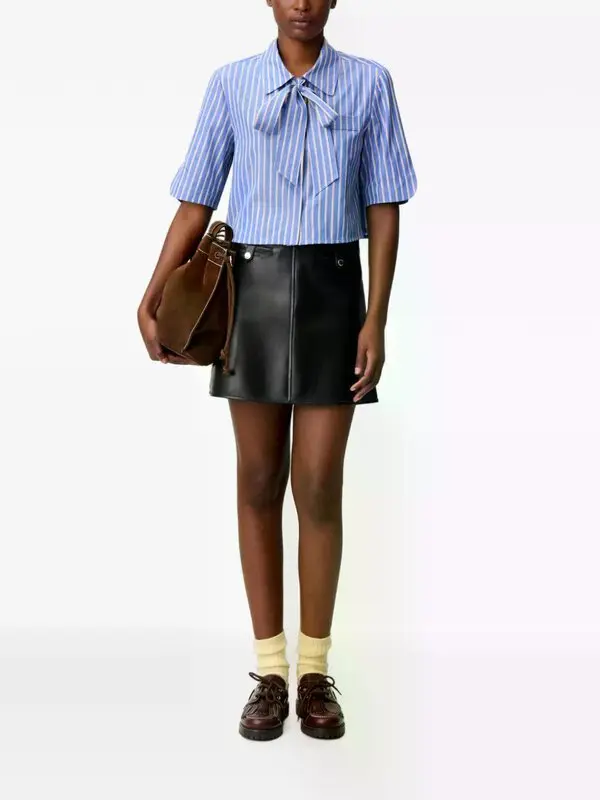 Claudie Pierlot Striped Tie-neck Shirt - Blue