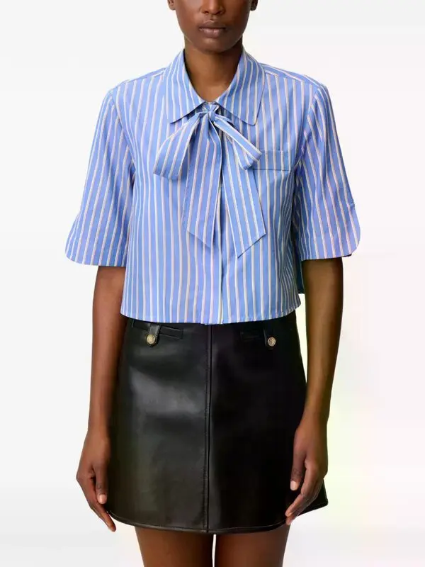 Claudie Pierlot Striped Tie-neck Shirt - Blue