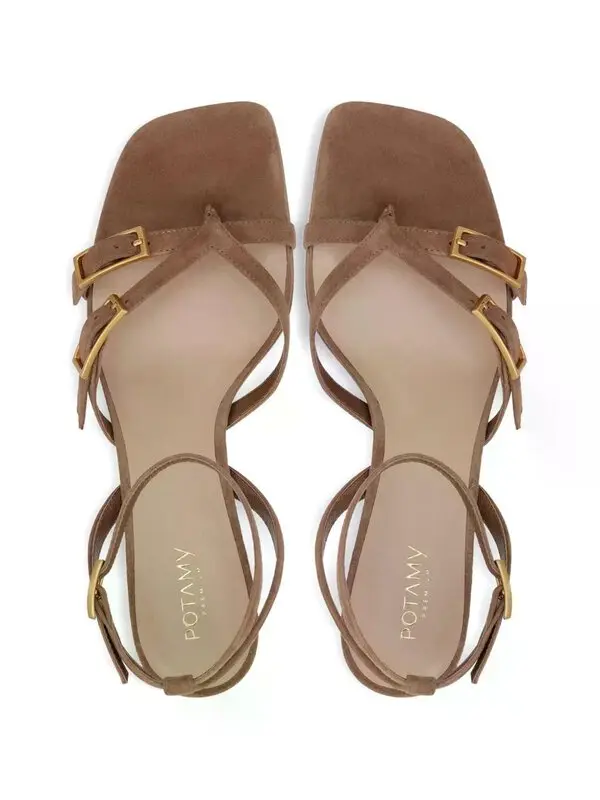POTAMY Suede Sandals With Buckle Detail