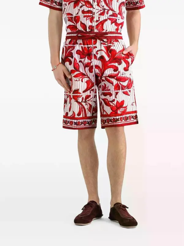 Dolce & Gabbana Majolica-print Striped Poplin Bermuda Shorts
