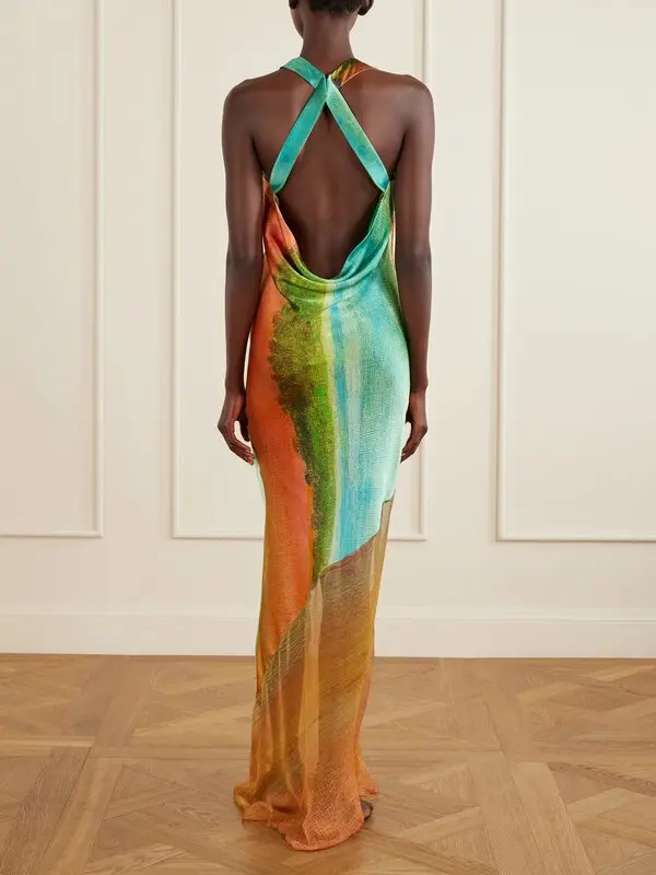 DONDE ESTEBAN Formentera Printed Silk-blend Maxi Dress