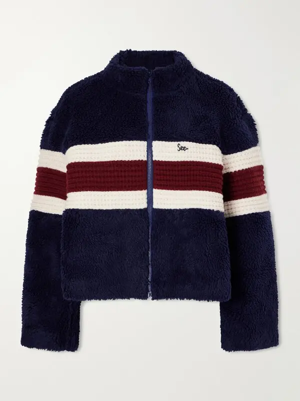 Sea Georgie Striped Wool-trimmed Fleece Jacket - Blue