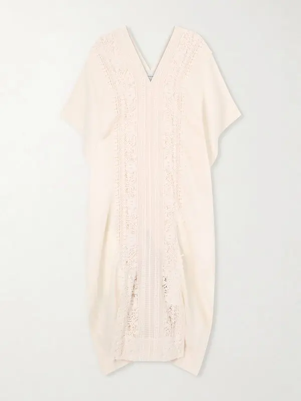 Miguelina Brea Floral-embroidered Linen Coverup - Neutrals