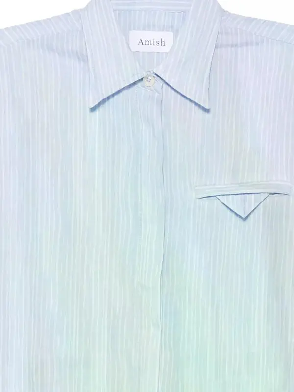 AMISH SUPPLIES Striped Tie-fastening Shirt - Blue