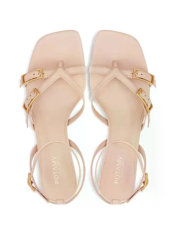 POTAMY Leather Buckle Detail Sandals