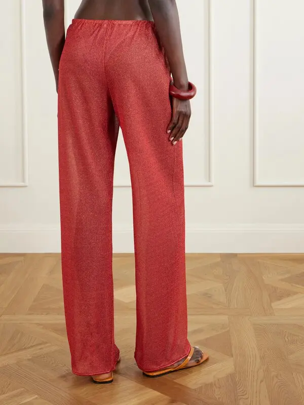 Oseree Lumière Metallic Lurex Wide-leg Pants