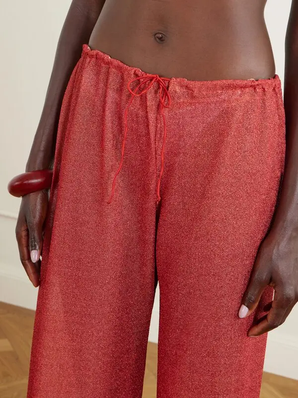 Oseree Lumière Metallic Lurex Wide-leg Pants