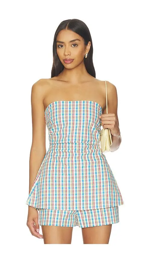 Faithfull The Brand Isole Top In Cream,blue - Sofia Check