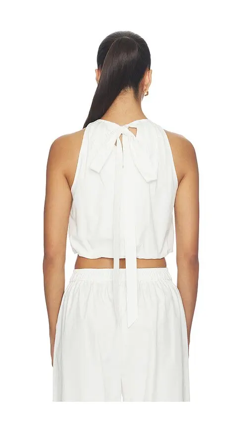AEXAE Cotton Halter Top With Bubble Hem
